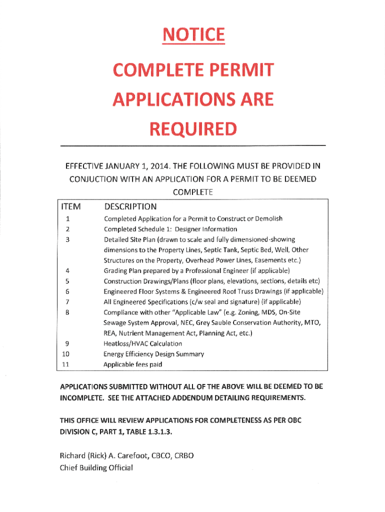 Fillable Online COMPLETE THE "APPLICATION FOR A PERMIT TO CONSTRUCT OR ...