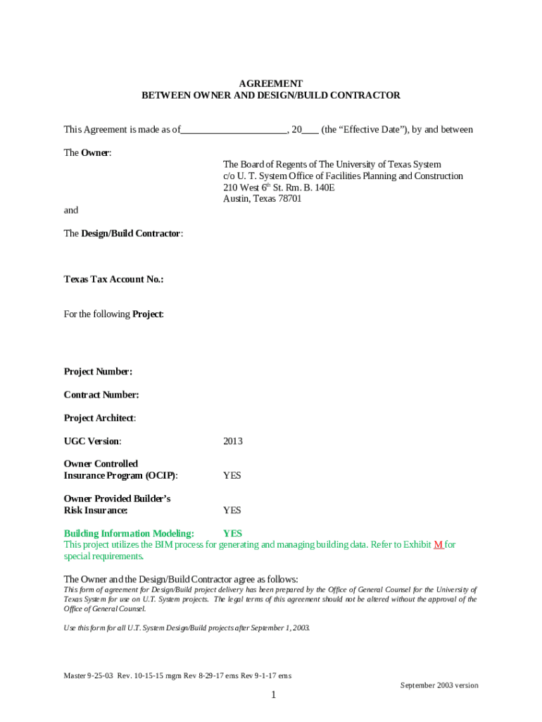 BETWEEN OWNER AND DESIGN/BUILD CONTRACTOR Doc Template ... Doc Template ...