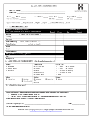 Fillable Online 60 DAY RENT INCREASE FORM - Long Beach Fax Email Print - pdfFiller