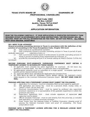 LPC Application Packet. s and Ination Doc Template | pdfFiller