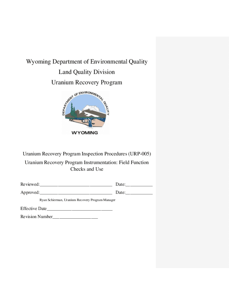 Fillable Online Final Draft Procedure for Wyoming Inspection Program ...