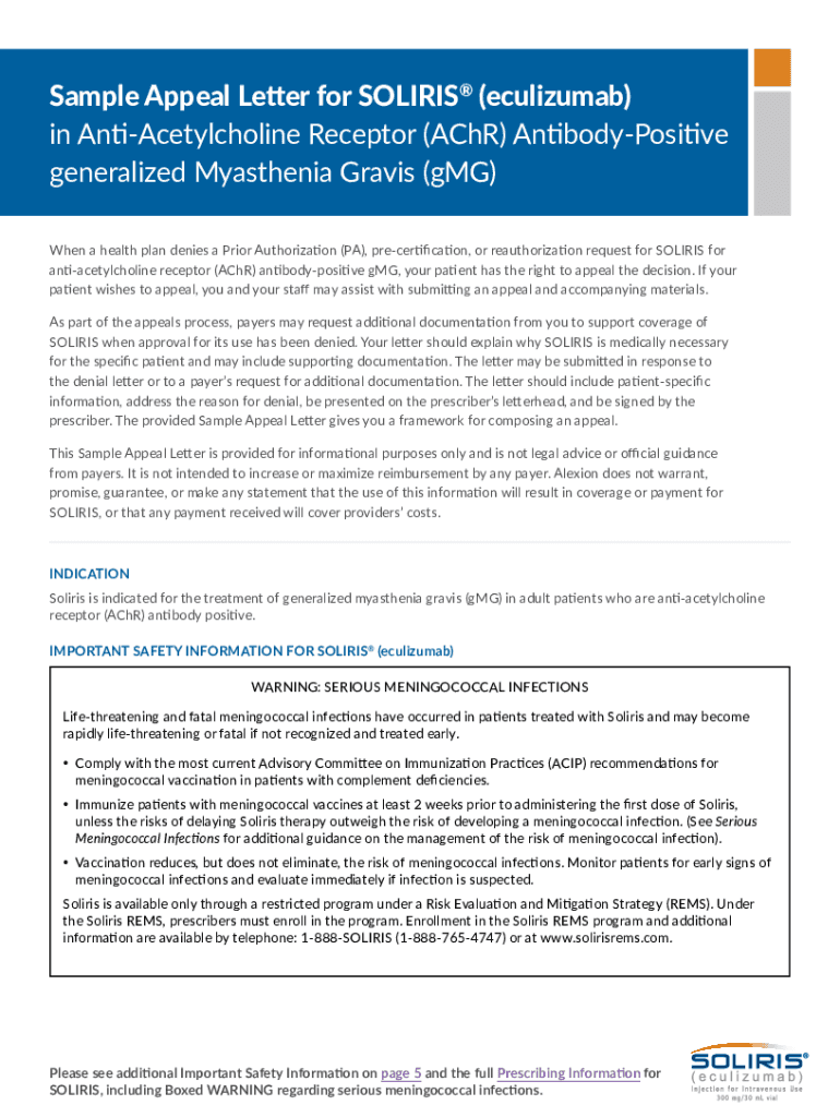 Fillable Online SAMPLE LETTER OF APPEAL FOR PRIOR AUTHORIZATION DENIAL ...