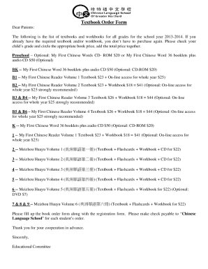 Fillable Online CLS book order form 2013-2014.doc Fax Email Print ...
