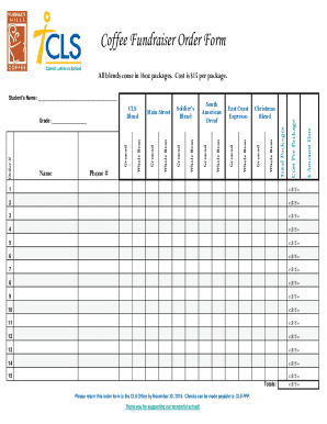 Fillable Online Coffee Fundraiser Order Form Fax Email Print - pdfFiller