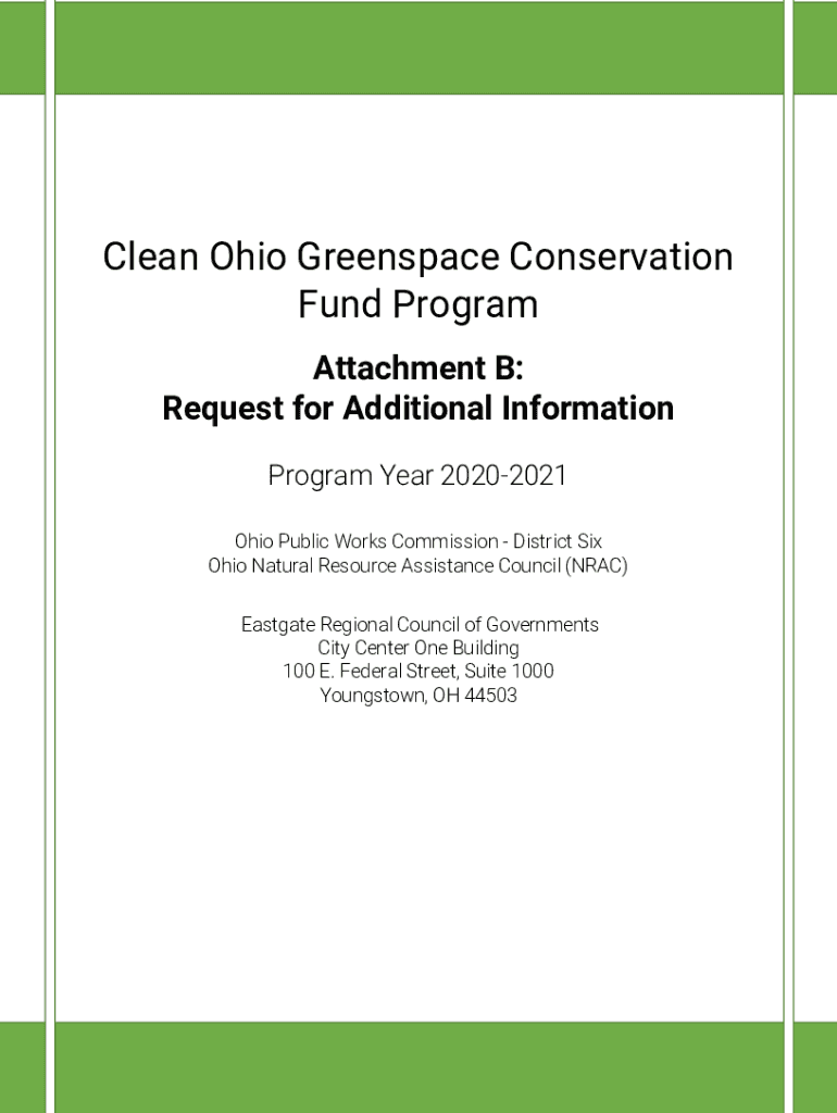 Fillable Online Clean Ohio Greenspace Conservation Fund Program Fax ...