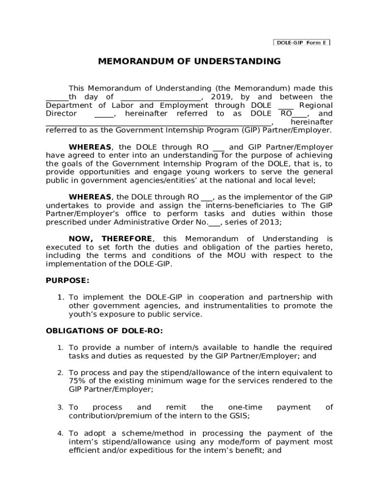 Memorandum of Understanding - Template, Sample Memorandum of ...