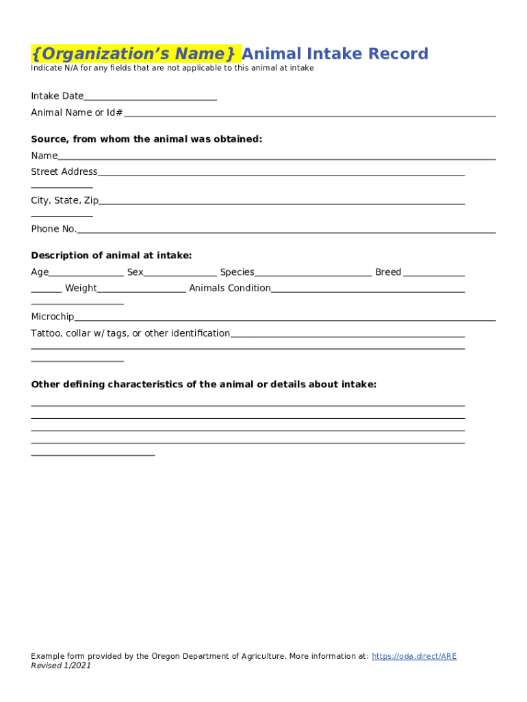 ODA Sample Intake Doc Template | pdfFiller