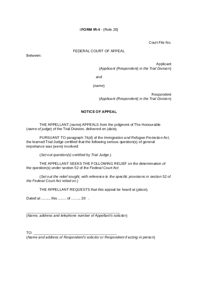 IR-4 - (Rule 20) Doc Template | pdfFiller