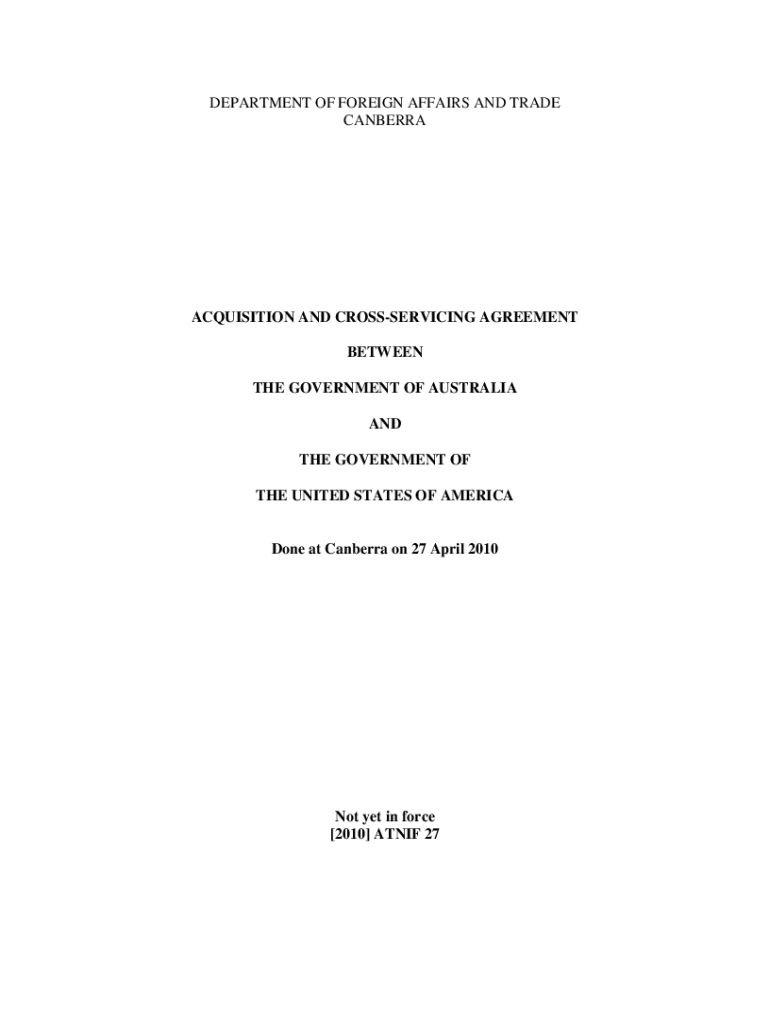 Fillable Online ACQUISITION AND CROSS-SERVICING AGREEMENT BETWEEN THE Fax Email Print - pdfFiller