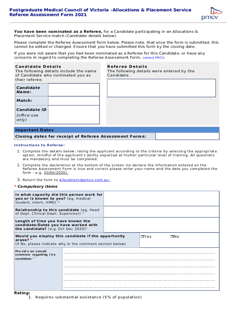 Referee Assessment (http Doc Template | pdfFiller