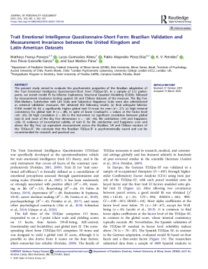 Fillable Online Trait Emotional Intelligence Questionnaire-Short Form ...