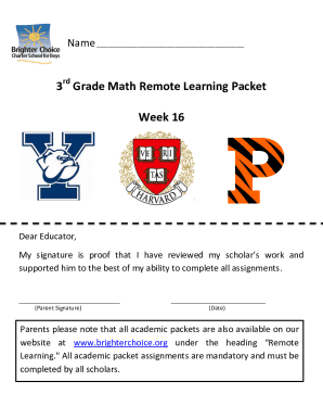 Fillable Online rd Grade Modified Math Remote Learning Packet Week 38 ...