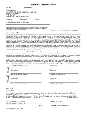 Fillable Online PERPETUAL UTILITY EASEMENT WO#: Doc Stamps: Prepared By ...