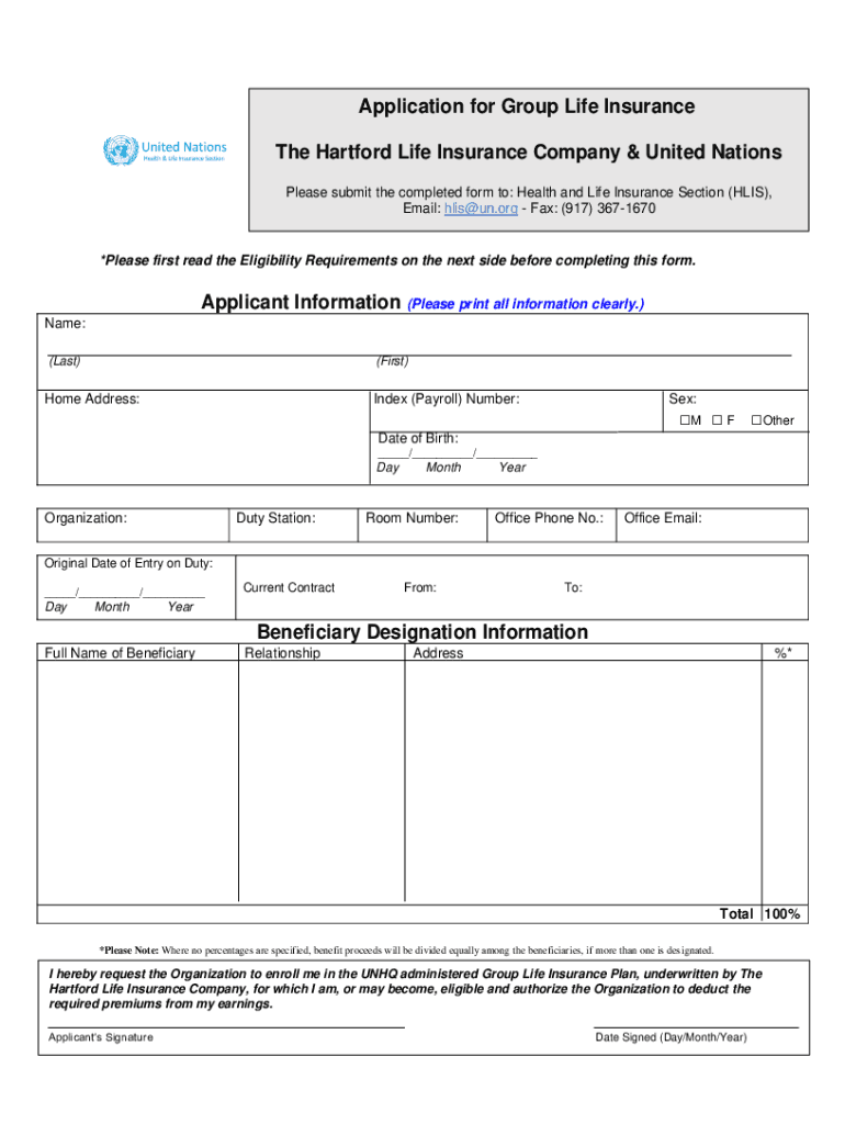 Fillable Online The Hartford Life Insurance Company & United Nations ...