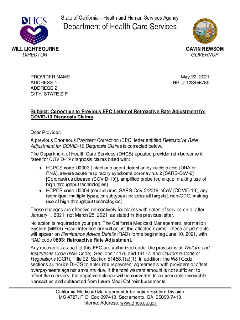 Fillable Online files medi-cal ca 31132.03P42709Correction to Previous ...