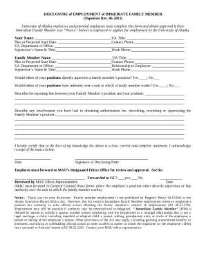 DISCLOSURE of EMPLOYMENT of IMMEDIATE FAMILY MEMBER Doc Template ...