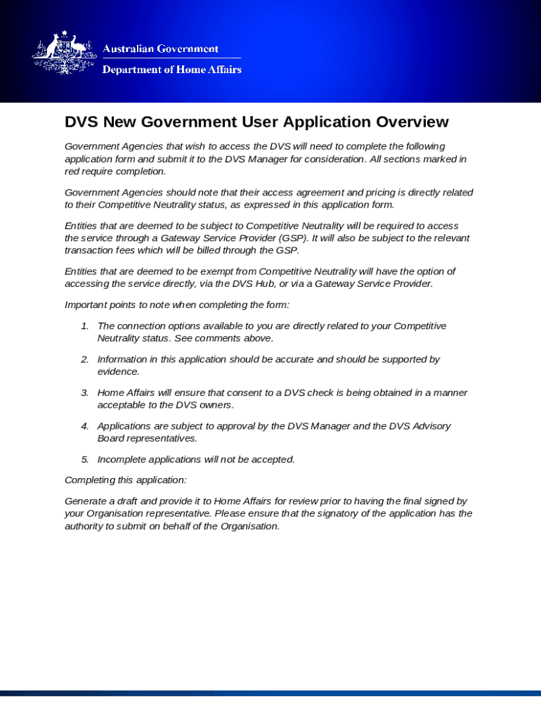 DVS New Government User Application Doc Template | pdfFiller