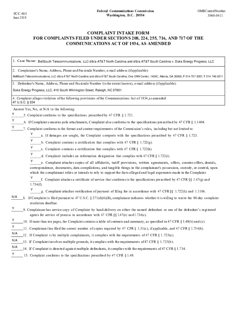 Fillable Online Fillable Online complaint intake form for complaints ...