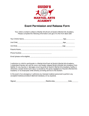 Fillable Online Event Permission and Release Form Fax Email Print ...