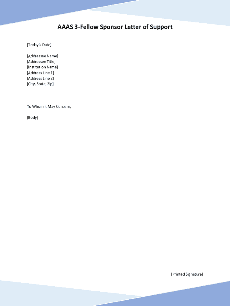 Fillable Online AAAS 3-Fellow Sponsor Letter of Support Fax Email Print ...