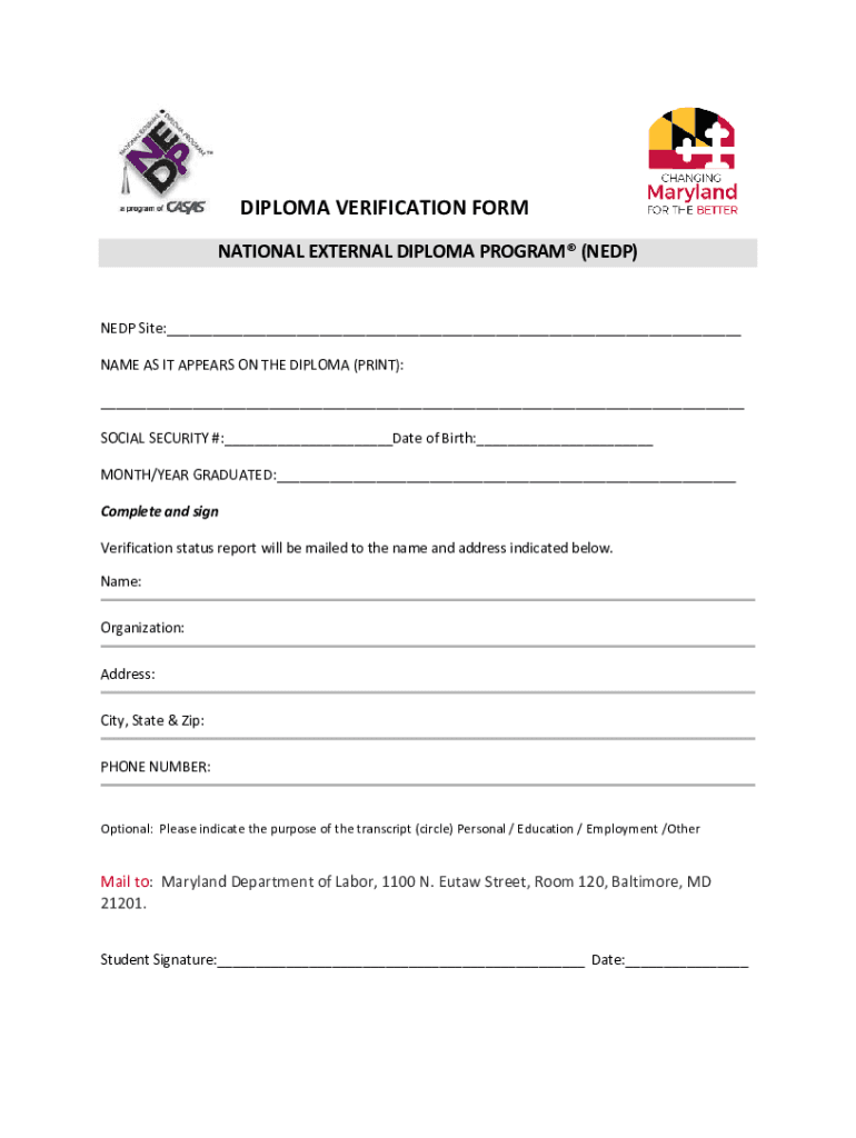 Fillable Online Diploma Verification Request Form Fax Email Print ...