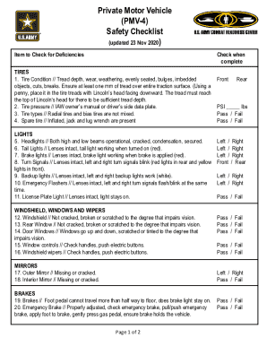 Fillable Online safety army Item to Check for Deficiencies Fax Email ...