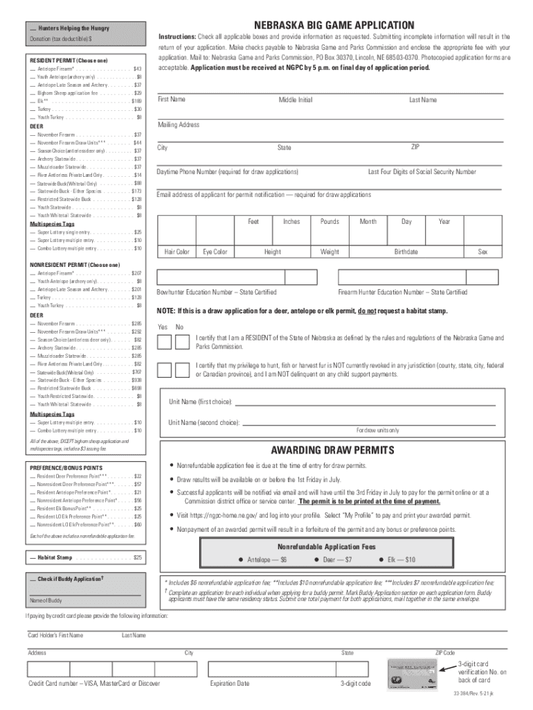 Fillable Online Download 2021 Nebraska Big Game Application Fax Email ...