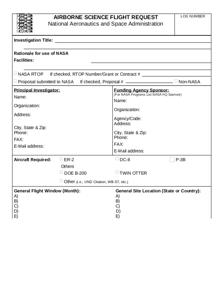 FY 99 FLIGHT REQUEST Doc Template | pdfFiller