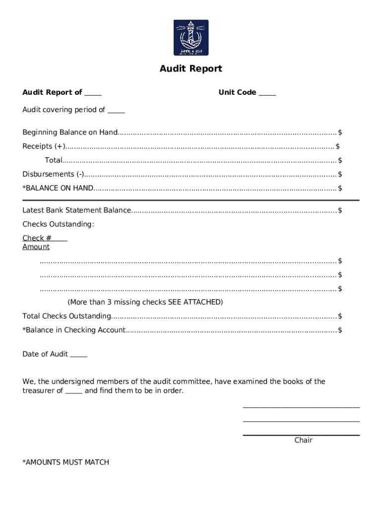 Audit Report ofUnit Code Doc Template | pdfFiller