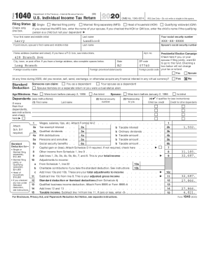 Fillable Online 2020 Tax Form 1040 Sample - Landlord. 2020 Tax Form ...