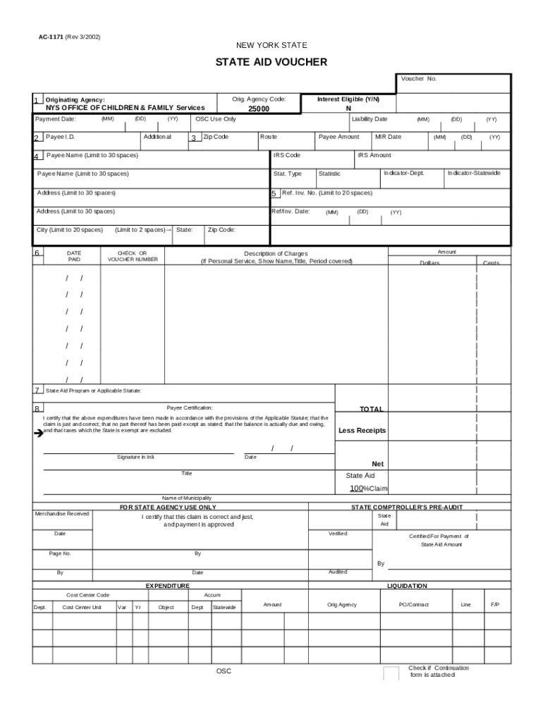 AC-1171. State Aid Voucher Doc Template | pdfFiller