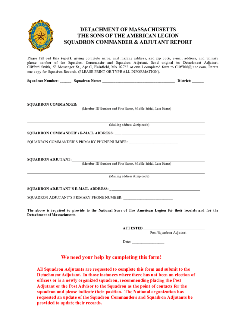 Fillable Online SQUADRON COMMANDER & ADJUTANT REPORT Fax Email Print ...