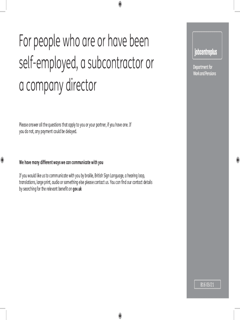 B16 Form Dwp - Fill Online, Printable, Fillable, Blank | pdfFiller