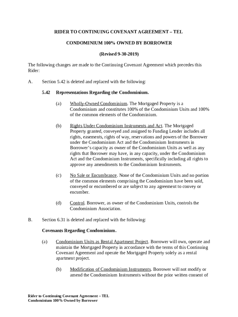 The following changes are made to the Continuing Covenant Agreement ...