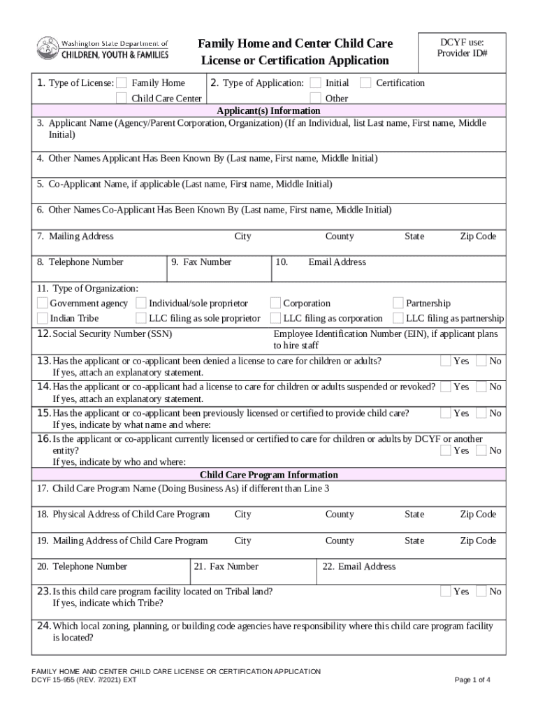Family Home and Center Child Care DCYF use: License or ... Doc Template ...