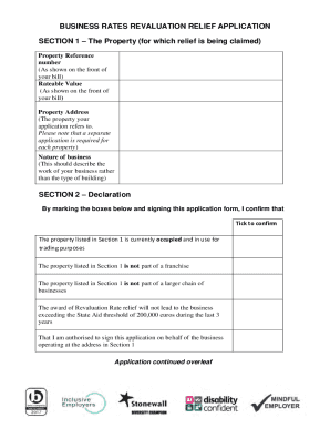 Fillable Online Business Rates Revaluation Relief Application form ...