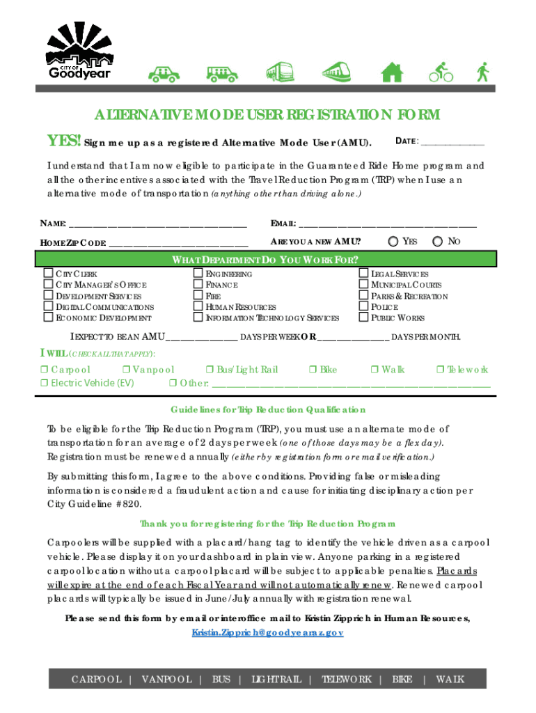 Fillable Online Trip Reduction Program Registration Form Fax Email ...