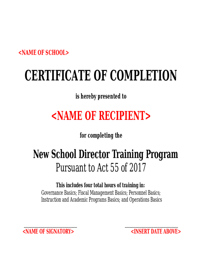 School Director Training Program Certificate Template Doc Template ...