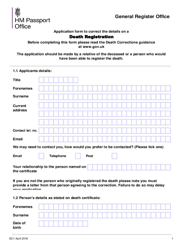 Fillable Online transact westminster gov General Register Office ...