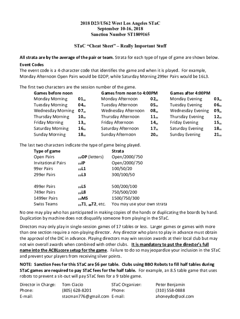 Fillable Online web2 acbl STaC Instructions - ACBL Fax Email Print ...