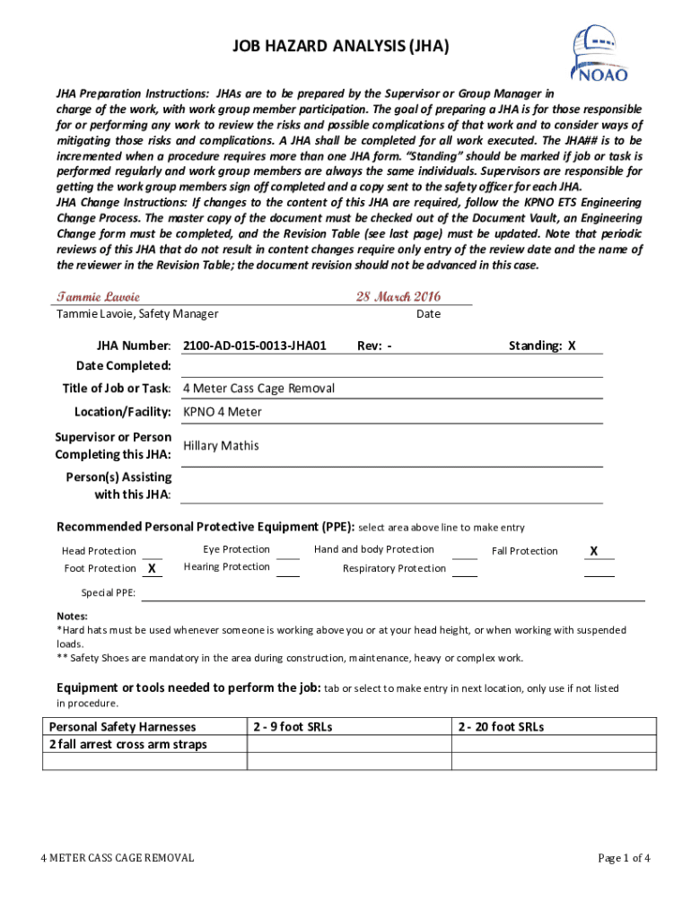 Fillable Online 4 METER CASS CAGE REMOVAL JHA Fax Email Print - pdfFiller