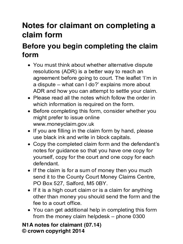 Fillable Online Notes for claimant on completing a Fax Email Print ...