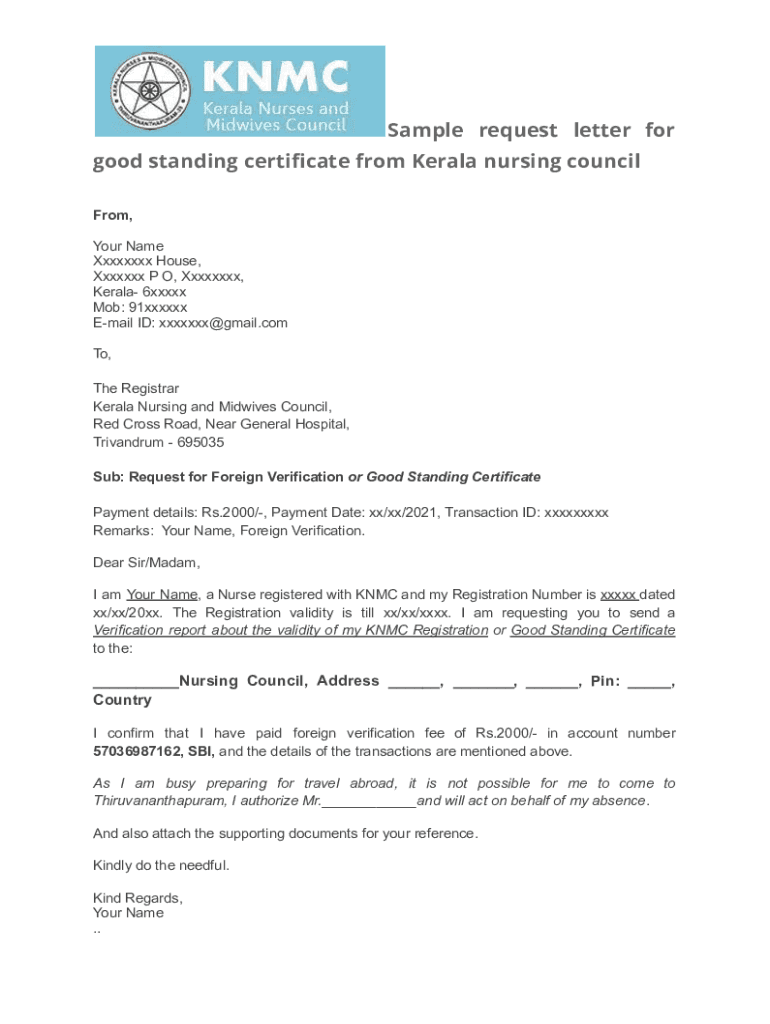 Knmc Good Standing Certificate Application Form - Fill Online ...