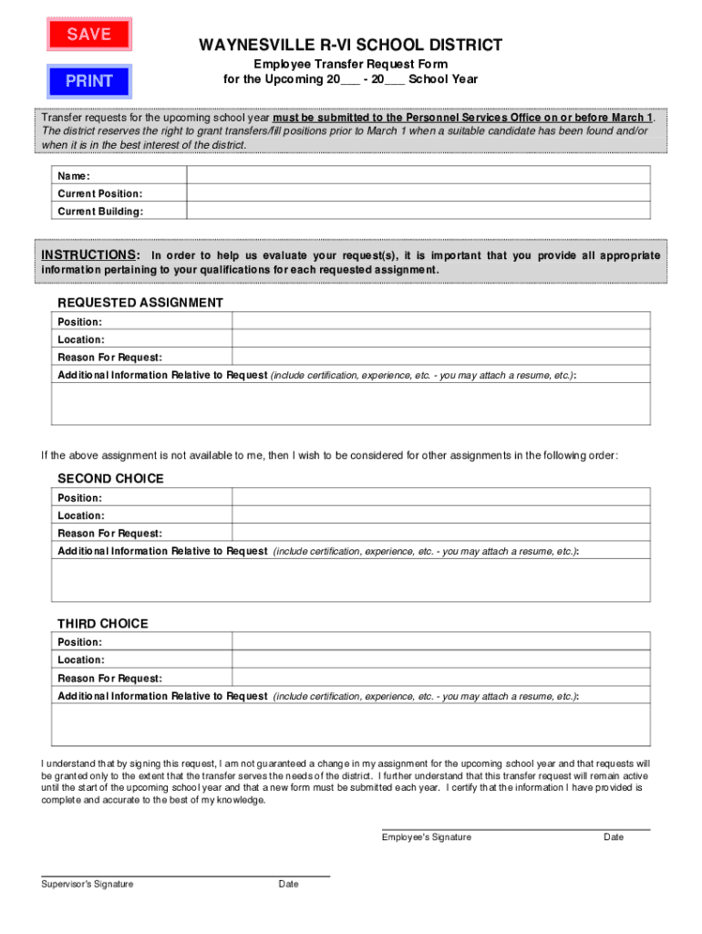 Fillable Online FORM-Employee Transfer Request Fax Email Print - pdfFiller