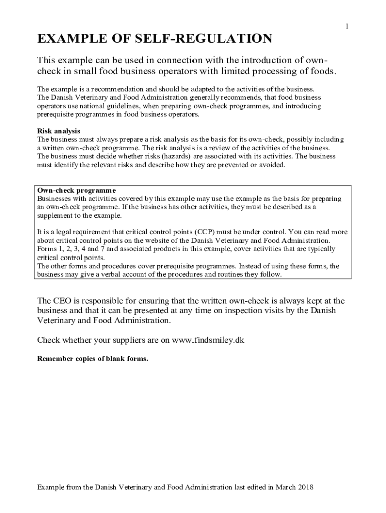 Fillable Online EXAMPLE OF SELF-REGULATION Fax Email Print - pdfFiller