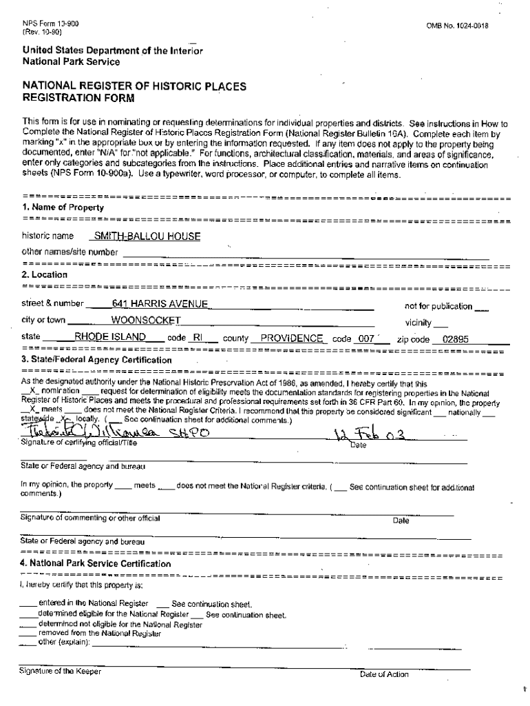 Fillable Online preservation ri Complete the National Register of ...