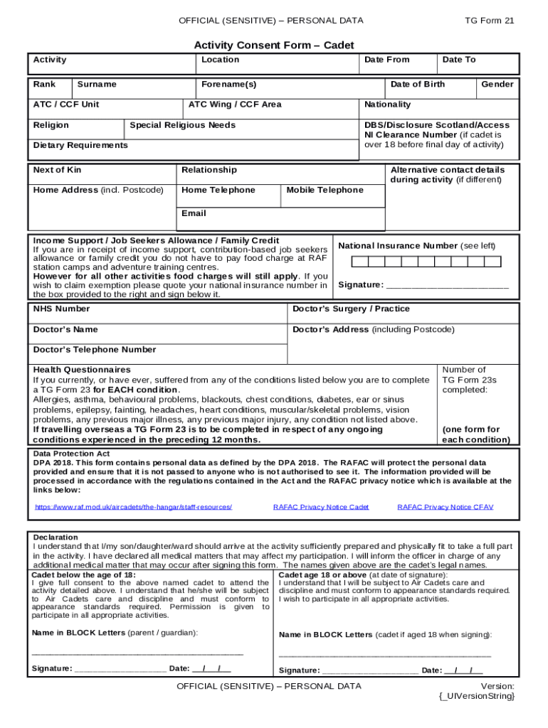Cadet Activities Consent & Health - 1075squadron org Doc Template ...