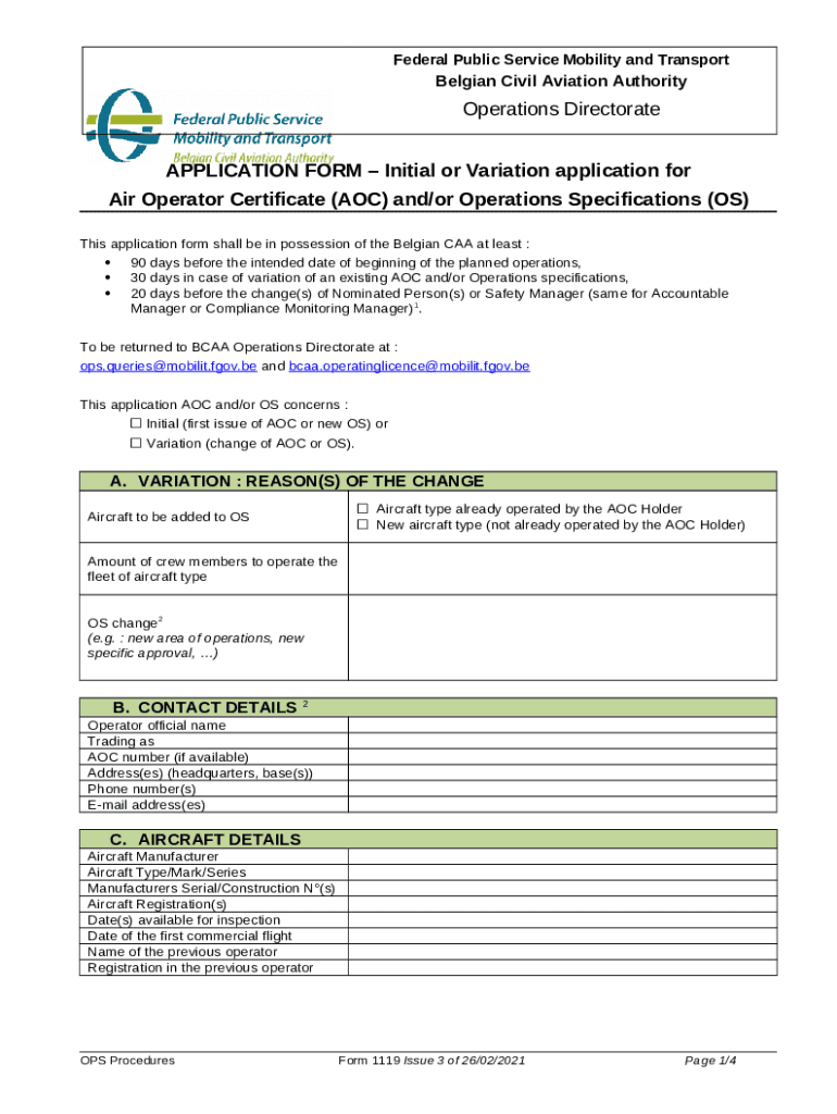 APPLICATION VARIATION AIR OPERATOR CERTIFICATE (AOC) Doc Template ...