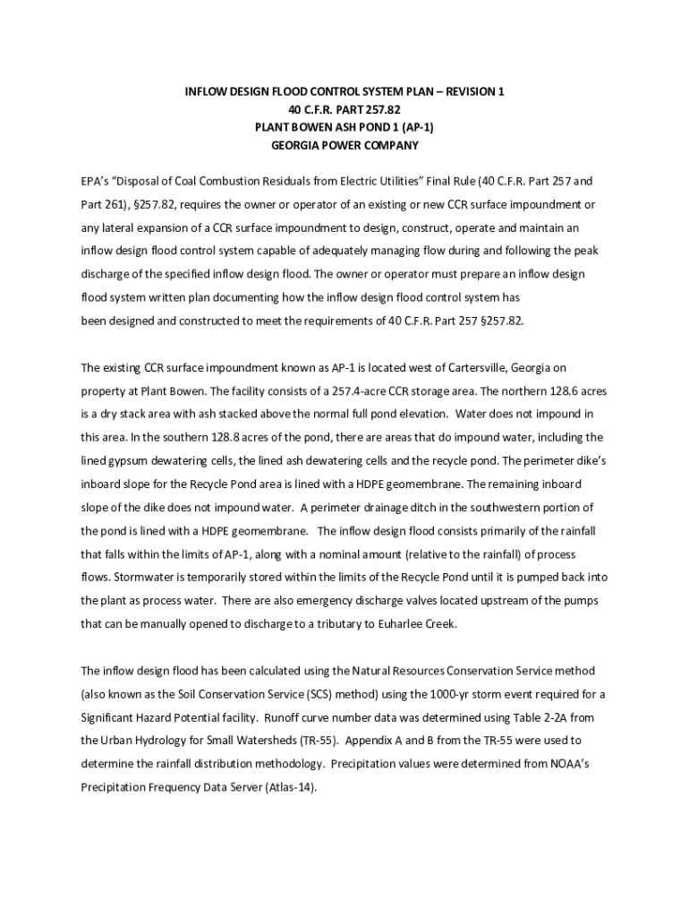 Fillable Online Inflow Design Flood Control System Plan - Georgia Power ...