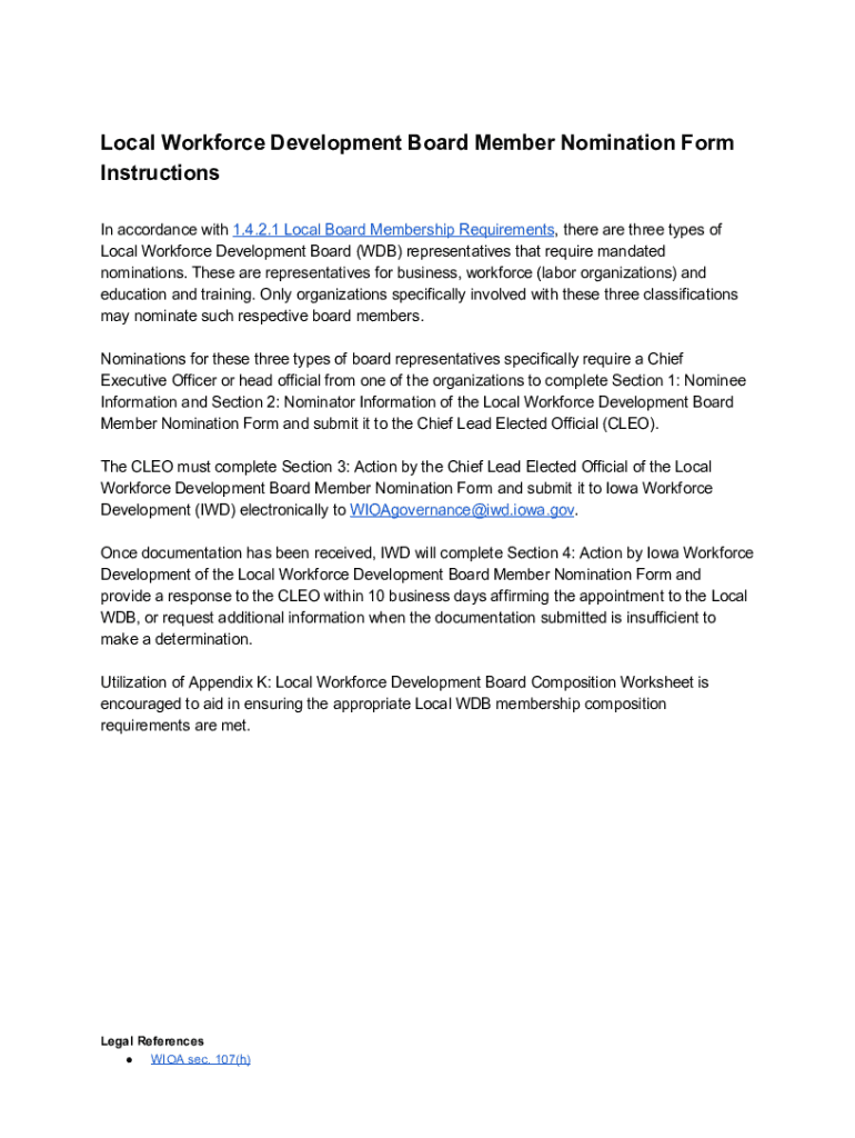 Fillable Online Local Workforce Development Board Member Nomination ...